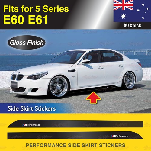 Performance Side Skirt Stickers GLOSS Vinyl Decal Trim for BMW E60 E61 ...
