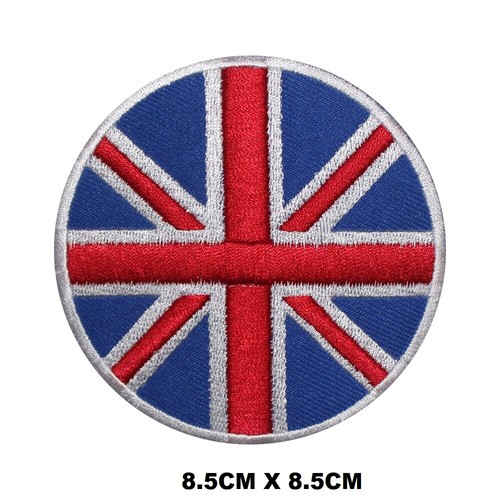England Union Jack Flag Round Country Flag Embroidered Sew/Iron On ...