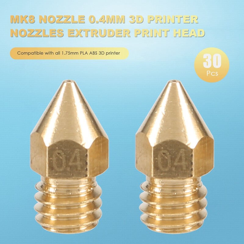 2X(30 Pieces Mk8 Nozzle 0.4Mm 3D Printer Nozzles Extruder Print Head ...