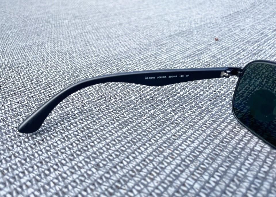 Ray-Ban RB3516 006 Polarized Navigator Rectangle Sunglasses Matte Black ...