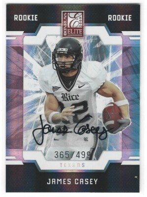 JAMES CASEY 2009 ELITE AUTO ROOKIE #365/499 TEXANS BENGALS RICE OWLS V2 ...