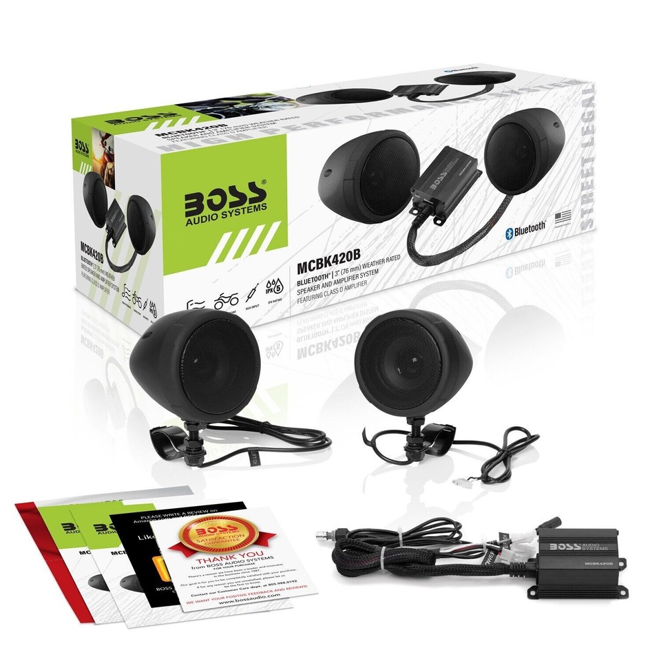 BOSS Audio Systems MCBK420B 3‚Äù Motorcycle Speakers & Amplifier Bluetooth