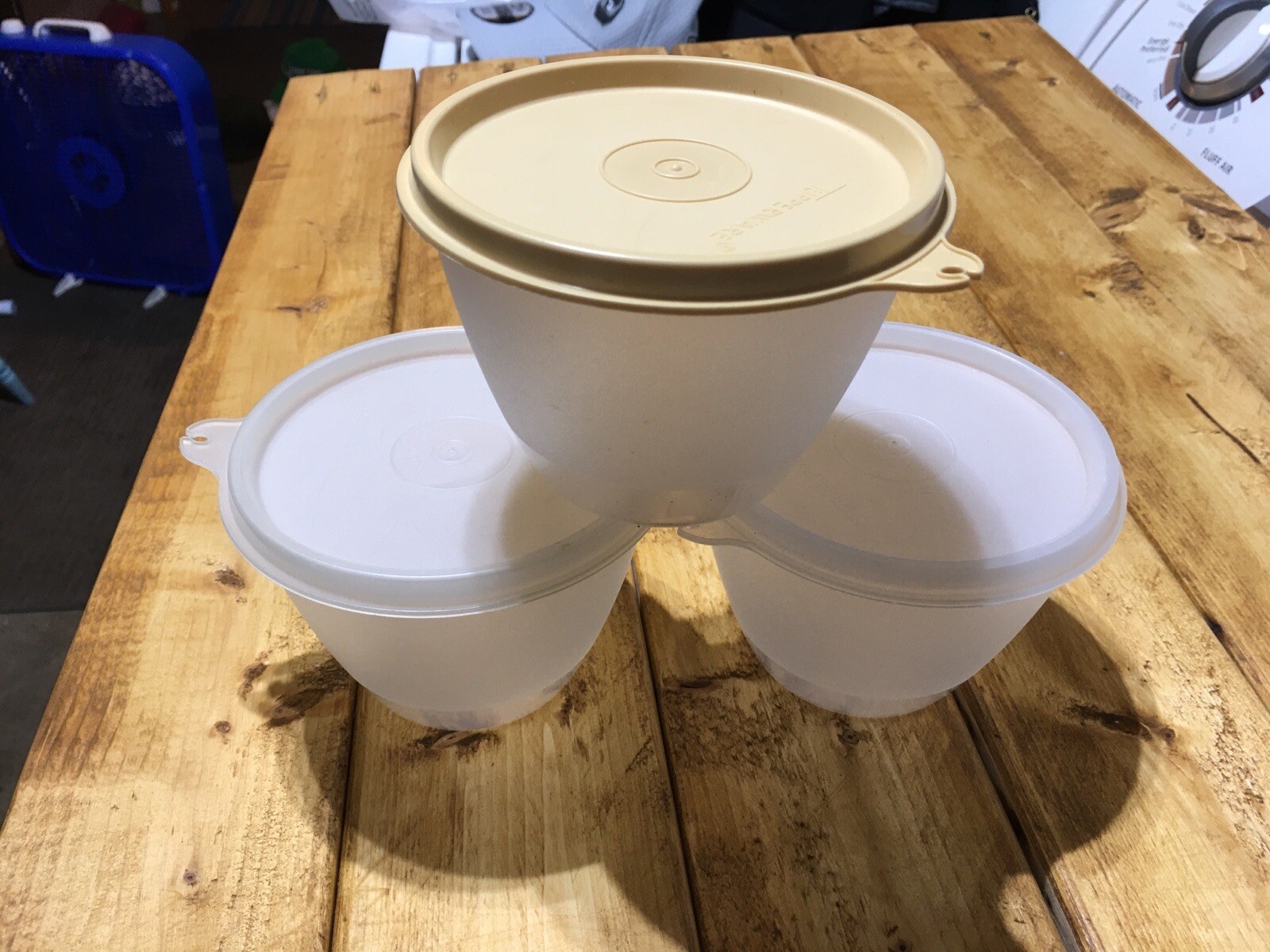 3 Vintage Tupperware 1229 Small Round Snack Cups w/ Lids Containers 4 ...
