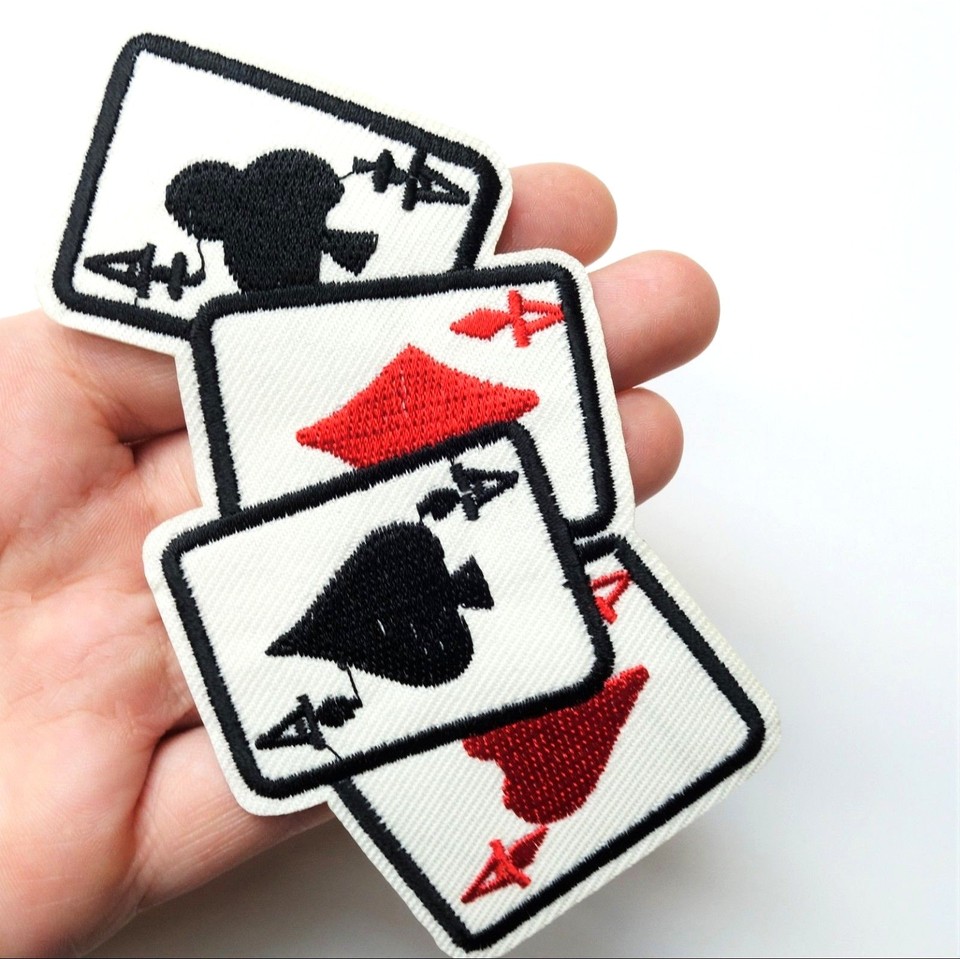 4 Aces Hand Cards Player Poker Patch Iron-On/Sew-On Embroidered ...