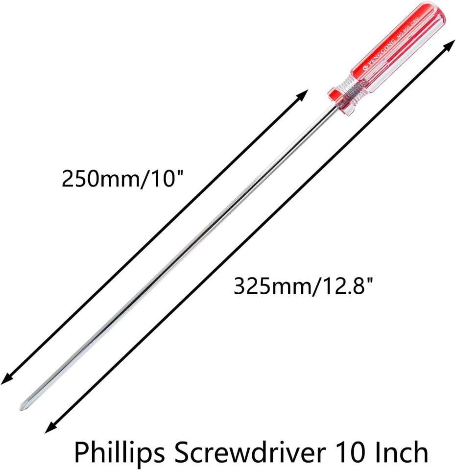 Phillips Screwdriver 10 Inch, Long #1 10 Inch #1, Red, Silver | eBay