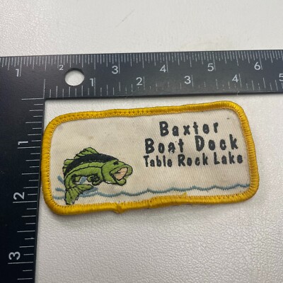 VINTAGE c 1970s BAXTER BOAT DOCK TABLE ROCK LAKE Missouri Patch BASS ...