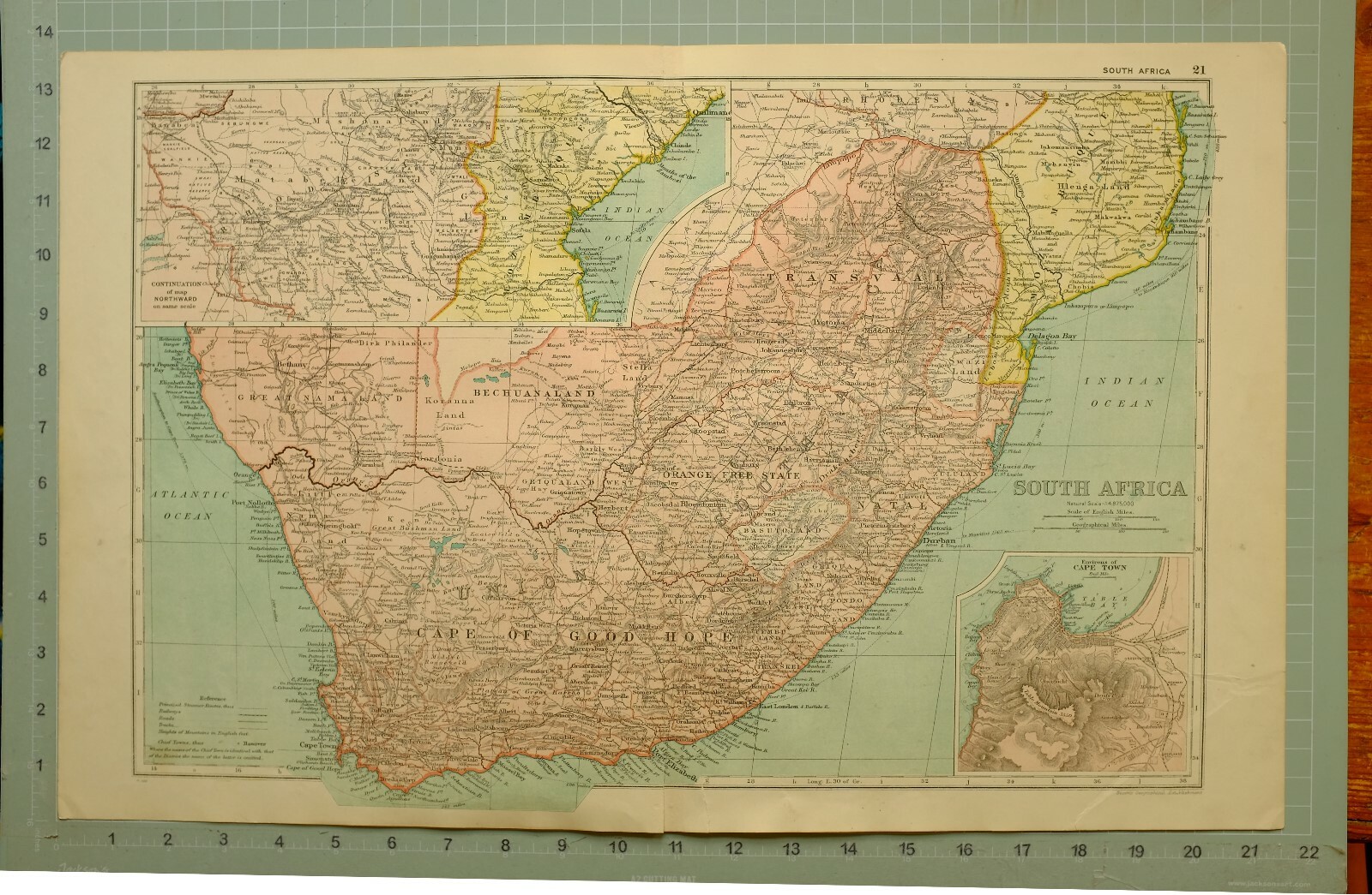 1922 MAP SOUTH AFRICA CAPE OF GOOD HOPE TRANSVAAL CAPE TOWN GREAT ...