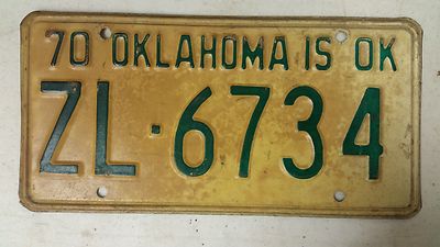 1970 OKLAHOMA is OK Tulsa County License Plate ZL-6734 | eBay
