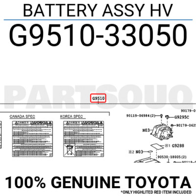 G951033050 Genuine Toyota BATTERY ASSY HV G9510-33050 | eBay