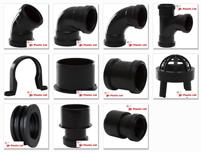 Polypipe 50mm Push Fit Waste Pipe Fittings in Black (actual size 54mm ...