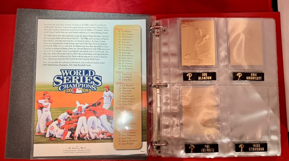 2008 World Series PHILADELPHIA PHILLIES Limited Danbury Mint 22kt Gold ...