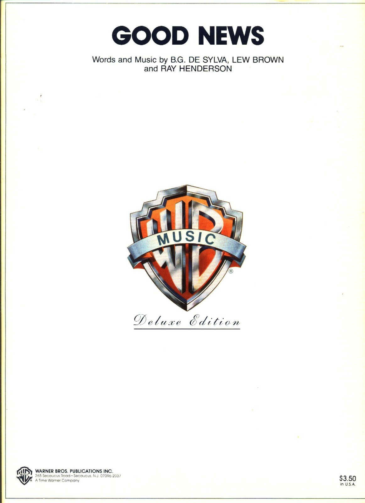 DE SYLVA HENDERSON GOOD NEWS SHEET MUSIC-DELUXE-PIANO/VOCAL/GUITAR-NEW ...