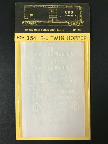 CDS Lettering Dry Transfers HO Scale #154 ERIE LACKAWANNA Twin Hopper ...