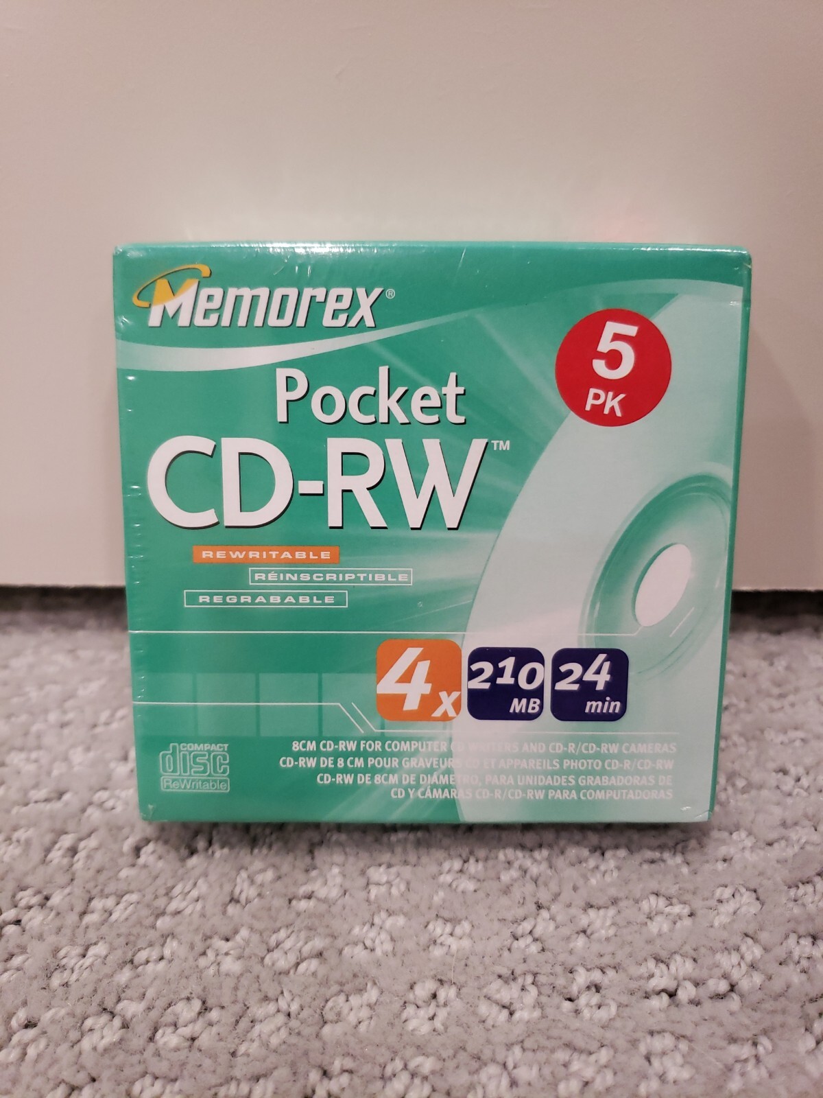 Memorex Pocket Cd-rw 5pk 4x Rewriteable 210 MB 24 Min for sale online ...