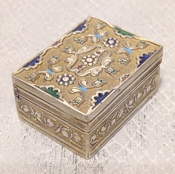 Solid Silver and Enamel Russian Pill Box, Great Quality, Hallmarked. | eBay