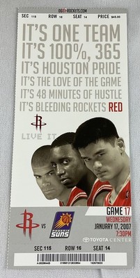 NBA 2007 01/17 Phoenix Suns at Houston Rockets Ticket-Steve Nash 21pts ...