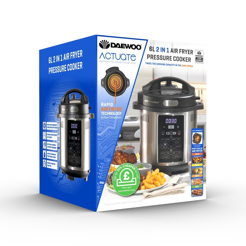 Daewoo 13-in-1 Pressure Multi-Cooker Air Fryer 6L Digital Electric ...