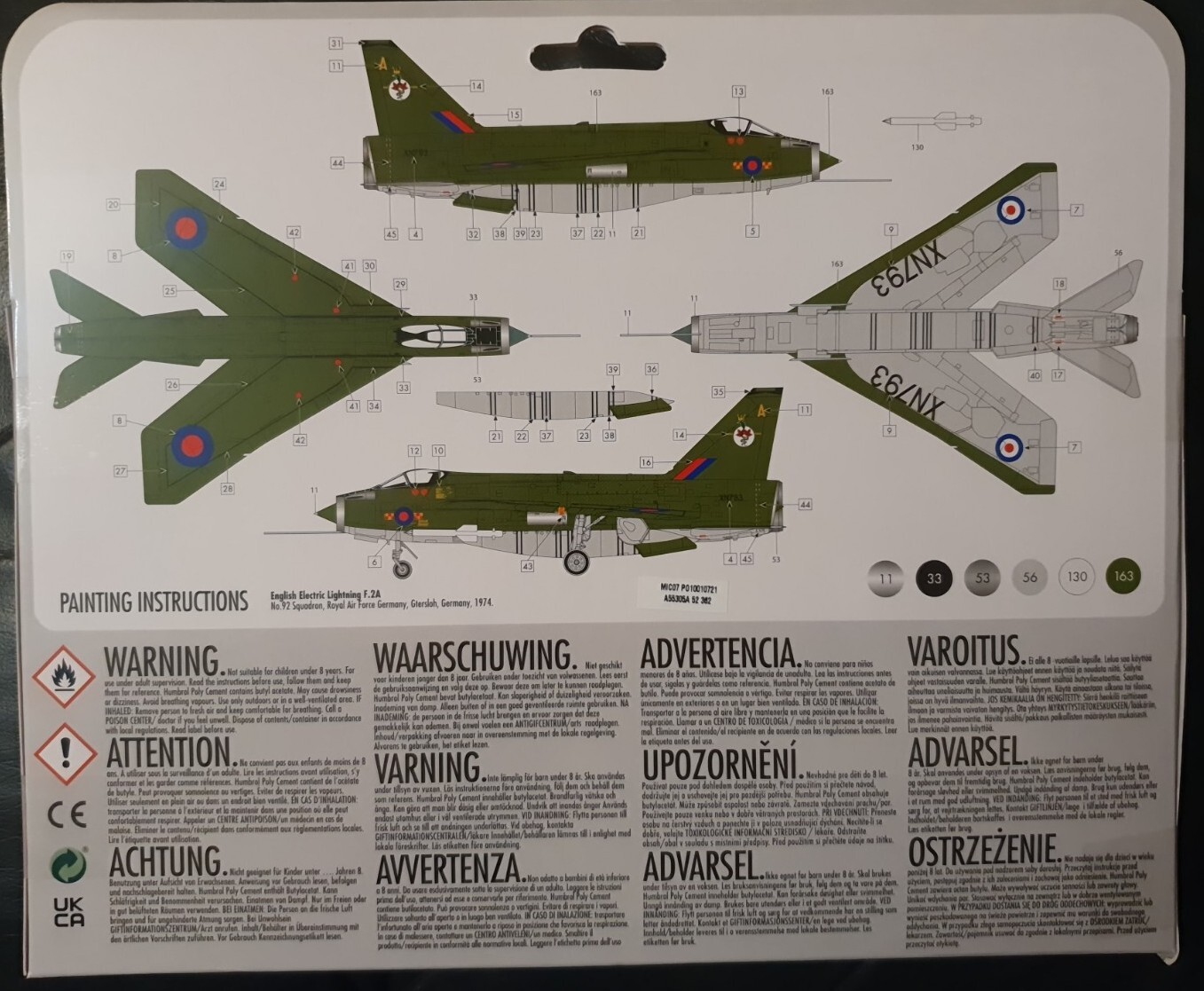 AIRFIX Model Kit English Electric Lightning F.2A A55305A Skill Level 2 ...