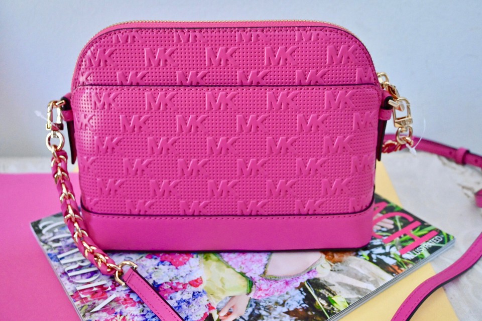 $228 MICHAEL KORS Jet Set Charm Dome Crossbody Bag Monogram Leather ...