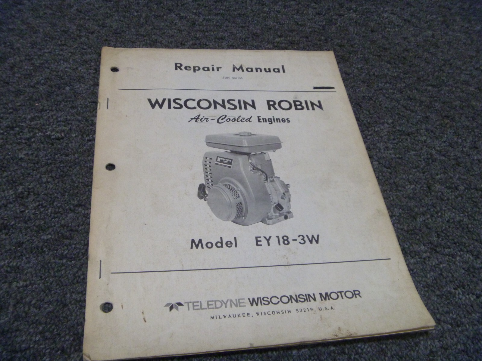 Wisconsin Robin EY18-3W Air Cooled Engine Shop Service Repair Manual XZ ...