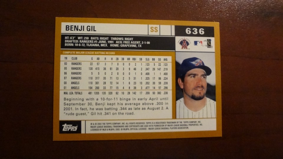 2002 TOPPS # 636 BENJI GIL BASEBALL CARD | eBay