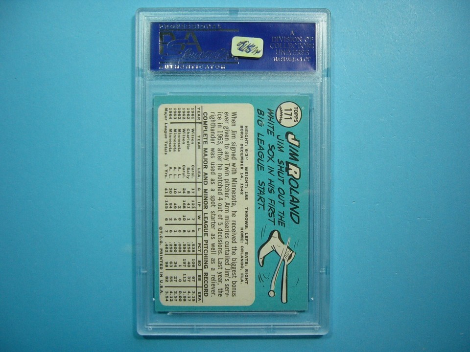 1965 TOPPS MLB BASEBALL CARD #171 JIM ROLAND PSA 8 NM/MINT SHARP+ GL | eBay