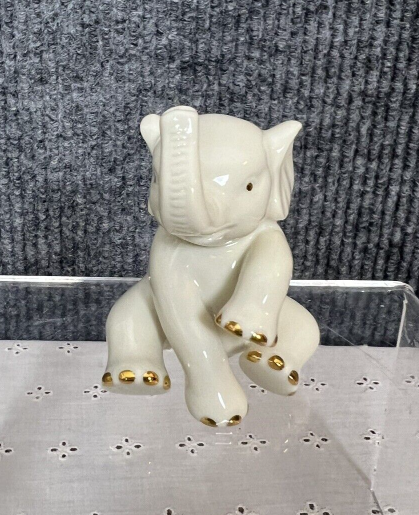 Lenox Ivory Porcelain Sitting Elephant Figurine Trunk Up Figure Gold ...