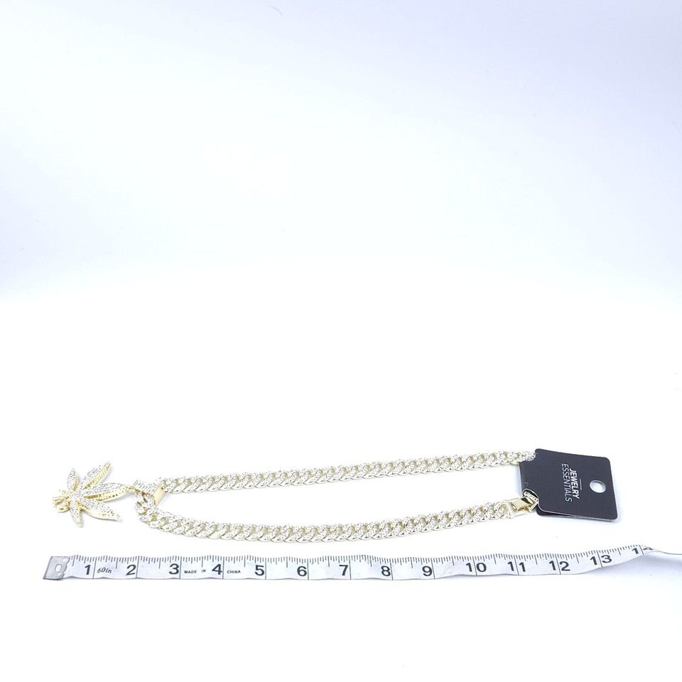 Marijuana Weed Leaf Pendant Iced Cuban Cubic Zirconia Chain Hip Hop ...