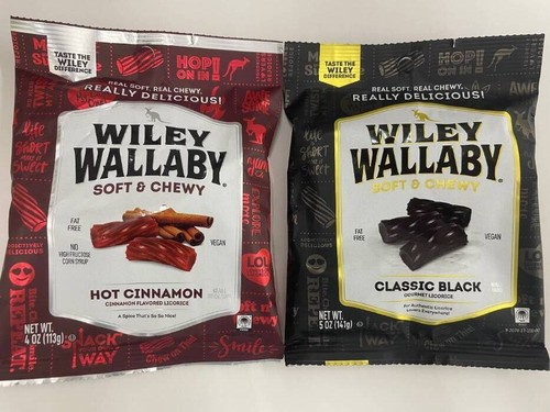 8 Bags Wiley Wallaby Cinnamon Black Licorice Soft Candy Fat Free Vegan ...