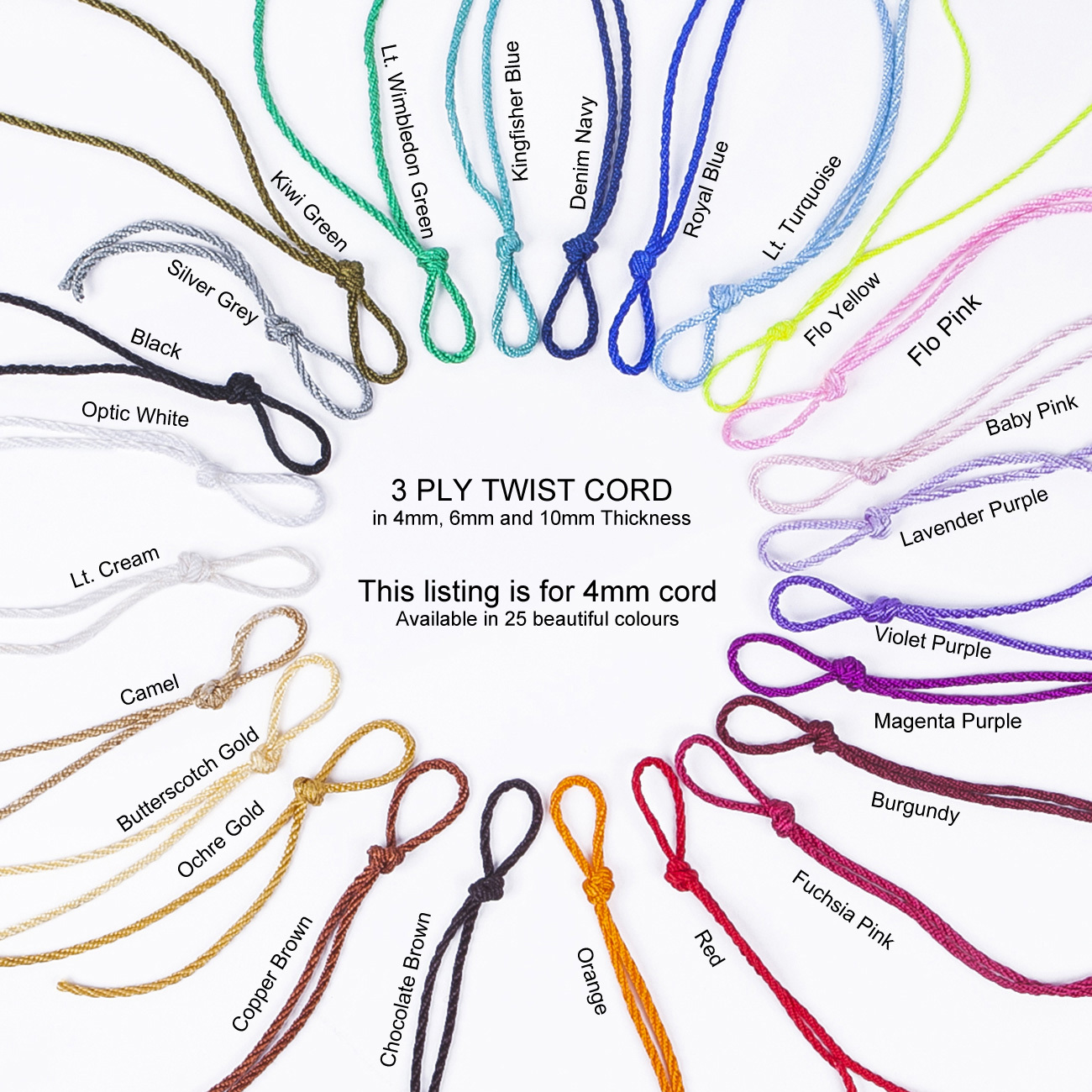 Neotrim 4mm Barley Twist Rope Cord Trimming,Braided Piping Poly Viscose ...