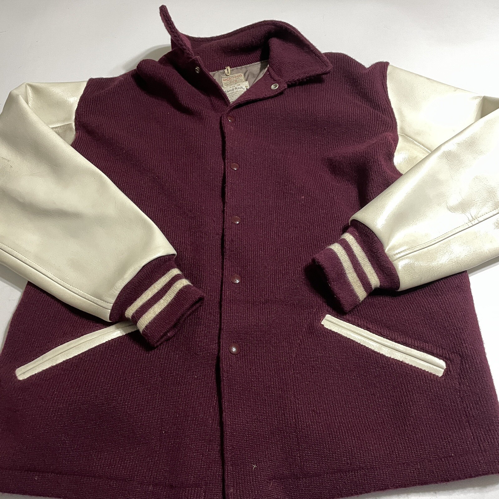 Vtg Sand Knit Sportsman Varsity Letterman Jacket Snap… - Gem