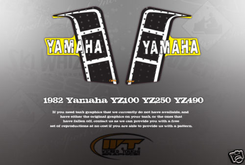 VINTAGE 1982 YAMAHA YZ100 YZ250 YZ465 YZ490 WICKED TOUGH TANK GRAPHICS ...
