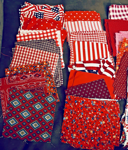 VTG 100 Shades of Red Assorted Florals Novelties Solids etc Precut 5 ...