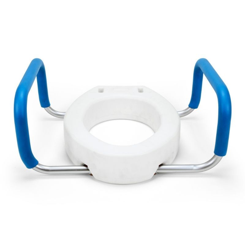 Toilet Seat Riser - Extended Toilet Seat- White/Blue - 300LBS - MOBO ...