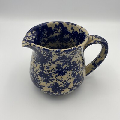 Studio Art Handmade BLUE SPONGEWARE CREAMER 4” Tall | eBay
