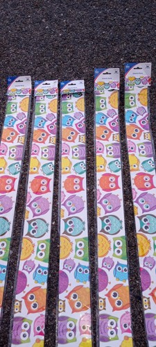 5 Packages CARSON-DELLOSA 36" x 3" Straight Colorful Owl Borders 180 ...