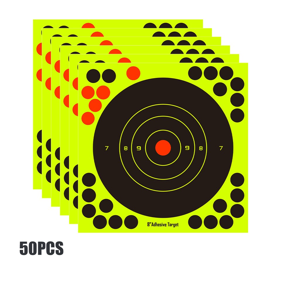 25/50x 8" Adhesive Target Shooting Range Paper Target Splatter Self ...