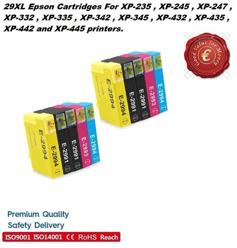 10 Ink Cartridges 29XL for Epson XP-235 , XP-245 , XP-247 , XP-332 , XP ...
