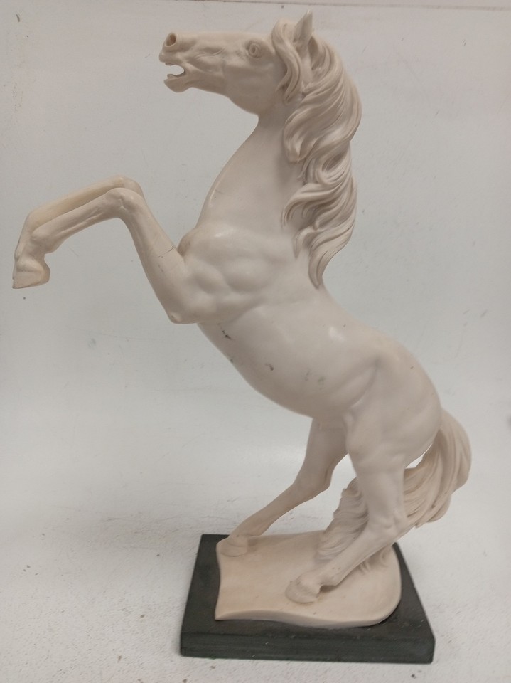 Rearing Horse Sculpture White Resin Figurine on Base 42cm Tall | eBay UK