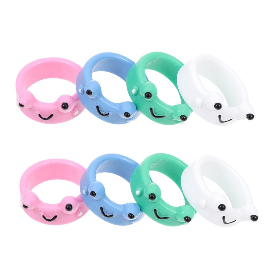 8Pcs Decorative Finger Rings Plastic Little finger Rings Women ...
