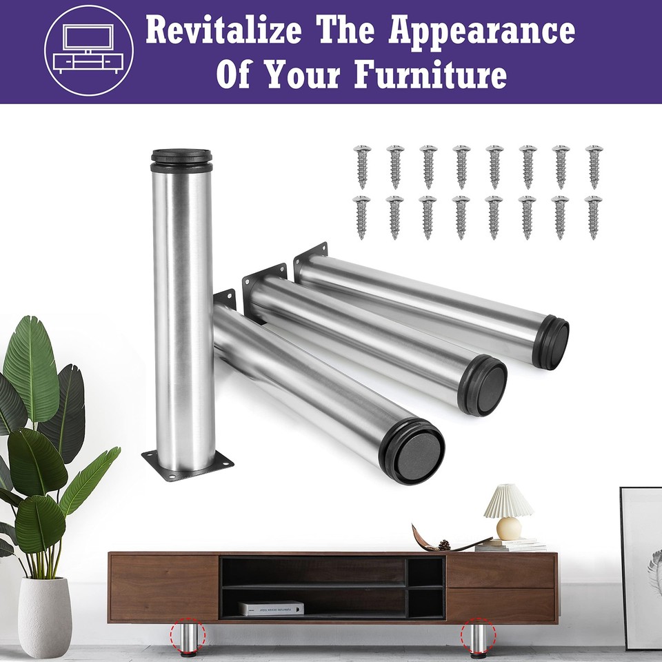 Masendelk 12 Inch Metal Furniture Legs Stainless Steel Adjustable Legs ...