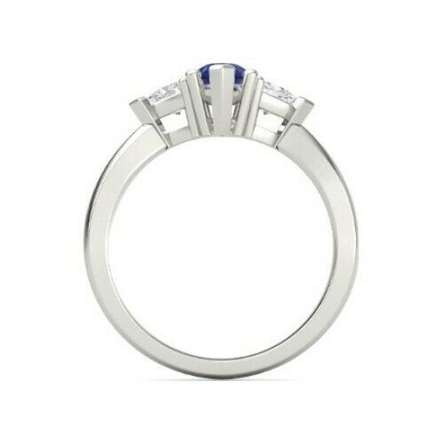 3ct Lab-Created Tanzanite Trilogy Ring 14k White Gold Plated Trillion ...