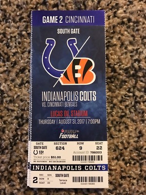 2017 INDIANAPOLIS COLTS VS CINCINNATI BENGALS TICKET STUB 8/31 NFL | eBay