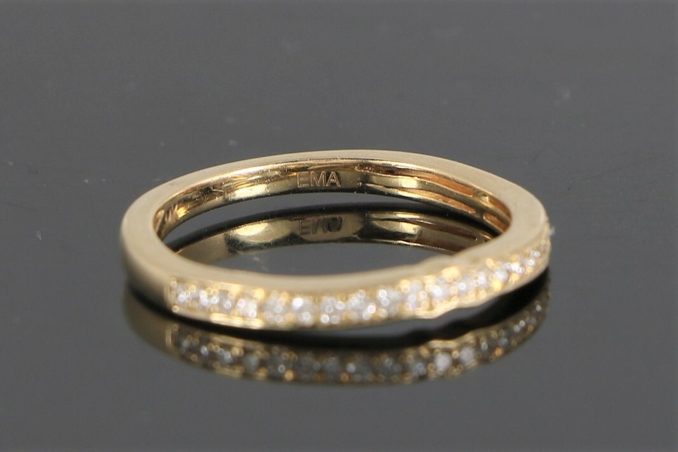 $1,275 EMA 14K Yellow Gold Round Diamond Contour Wedding Band ...