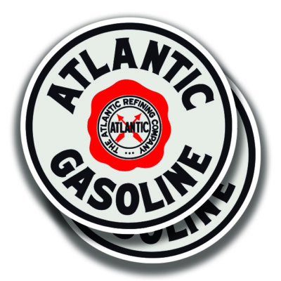 ATLANTIC GASOLINE OIL DECAL 2 Stickers Bogo Vintage Car Window Bumper ...