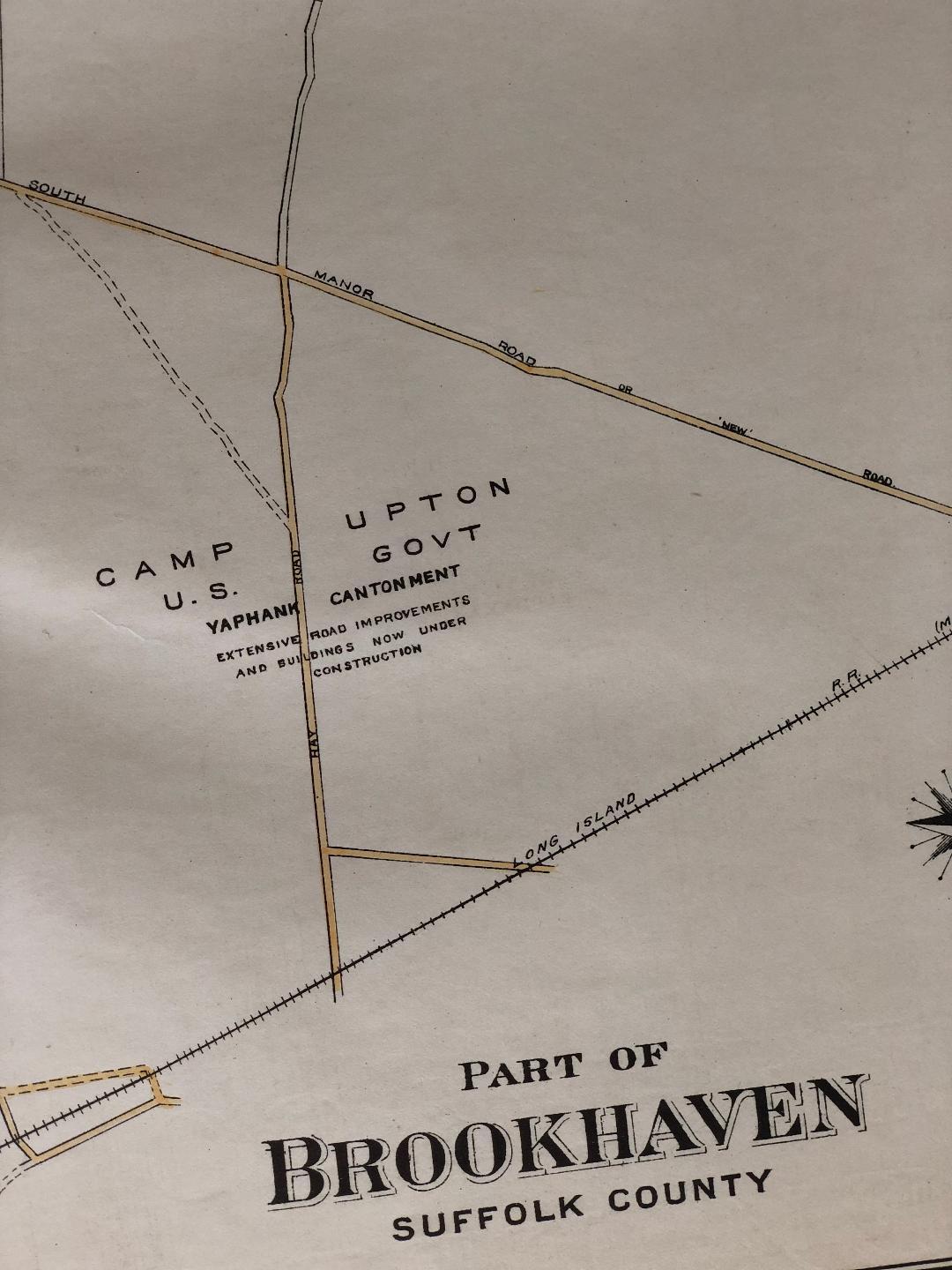 1917 CAMP UPTON YAPHANK SUFFOLK COUNTY LONG ISLAND NEW YORK ATLAS MAP ...