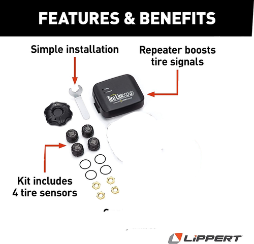 LIPPERT 2020001326 OEM TIRE LINC MONITORING SYSTEM KIT w/4 STEM SENSORS ...