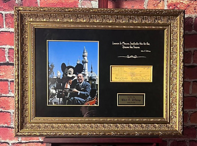 Rare 1949 WALT DISNEY Signed Check Display Full Signature - PSA Slabbed ...