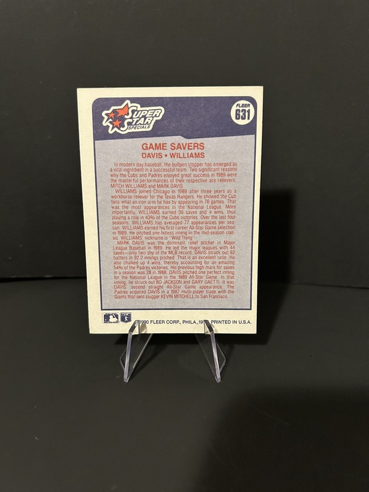 1990 Fleer Game Savers Mark Davis & Mitch Williams #631 SIGNED | eBay
