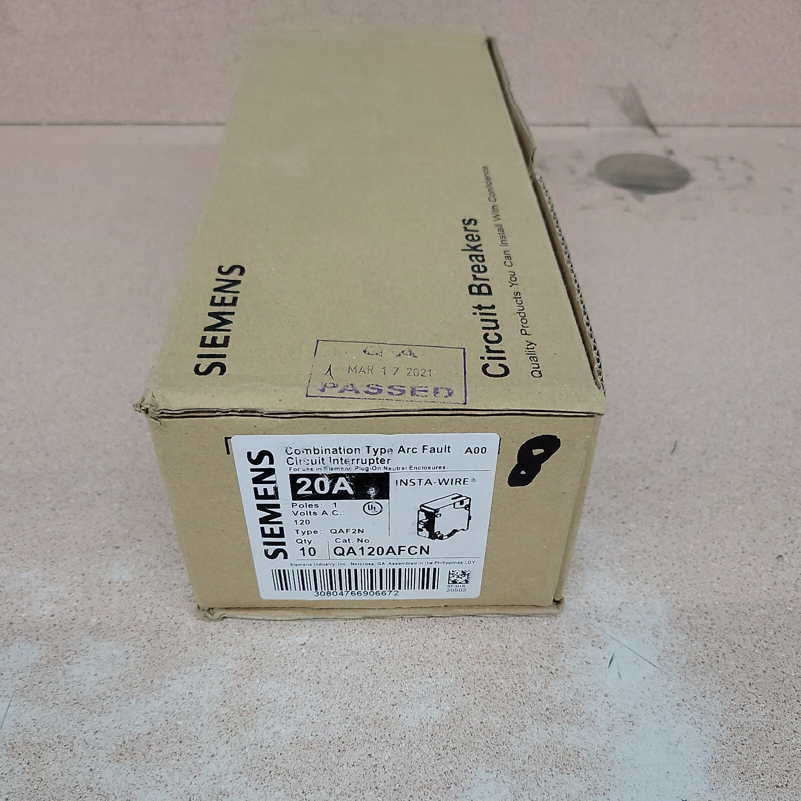 Siemens QA120AFCN 120V 20A 1-Pole Circuit Breaker for sale online | eBay